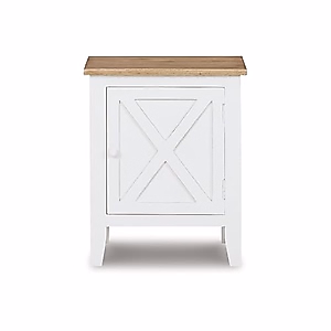 Signature Design by Ashley Gylesburg Farmhouse Accent Cabinet, End Table or Nightstand, 25" Tall, White