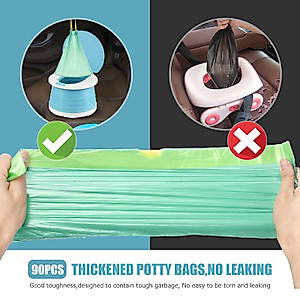 Portable Travel Potty Chair Liners Bags Universal with Drawstring For Toddler Potty Training Toilet Seat Disposable Cleaning Bag For Kids Toddler Adults Pet Outdoors-90 PCS(18 * 20INCH) (Green)
