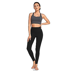 HeyNuts Full Length Leggings for Women with Drawstring, High Waisted Compression Tummy Control Workout Yoga Gym Buttery Soft Pants 28’’ Black M(8/10)