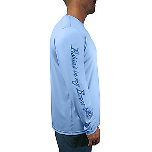 Rattlin Jack Men's Long Sleeve Fishing Shirt UV Protection Two Bass 3XL Blue