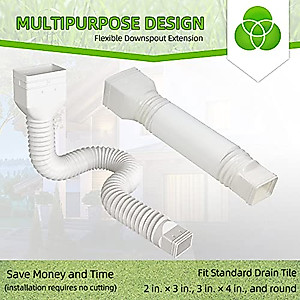 Mapleza Rain Gutter Downspout Extensions Flexible - Drain Downspout Extender - Gutter Down Spout Drain -Extend from 21 to 60 Inches (White,2Pack)
