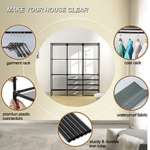 Kertnic 4-Tier Shoe, Boots Rack Storage Organizer for Entryway, Free Standing Black Versatile Shoe Shelf Stand with Coat Hanging Garment Rack for Bedroom (upgrade)