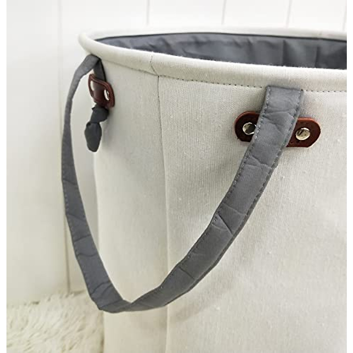 HIYAGON Laundry Baskets,Cotton Fabric Laundry Hamper,Collapsible Storage Baskets Home organizer Bin for Baby Nursery,Toys(Baby hamper)