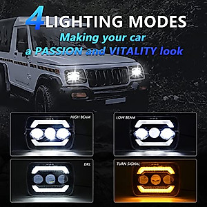 7x6 5x7 LED Headlights,120W Rectangular Headlight with w/DRL Turn Signal Hi/Low Sealed Beam H6054,Headlamps Compatible with Jeep Cherokee XJ Wrangler YJ Ford Chevy GMC Toyota Nissan