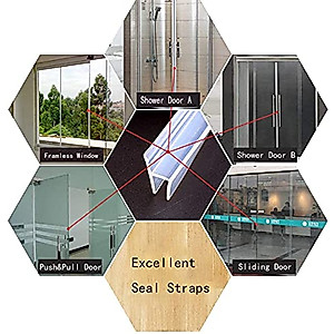 Glass Door Side Seal Strip 100 Inch Frameless Shower Door Side Sweep for 3/8 in Frameless Glass Door