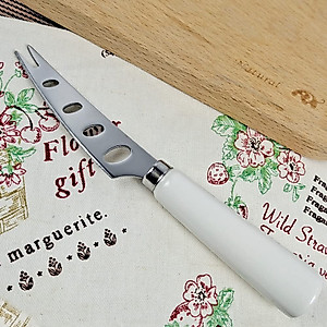 MEIYAHOME 4 Pieces PRONGED Cheese knife 6.5inch Fine smooth finish SUS430 Stainless Steel 6inch Cheese Slicer Cheese Cutter with White Ceramic Handle good hand grip