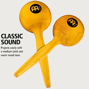 Meinl Percussion MWM2AM Traditional Wood Round Maracas, Amber Finish