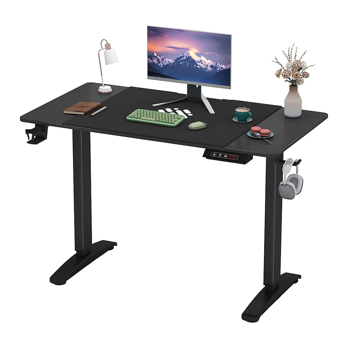 Furmax Electric Height Adjustable Standing Desk Large 40 inch Sit Stand up Desk Home Office Computer Desk Memory Preset with T-Shaped Metal Bracket,Carbon Black