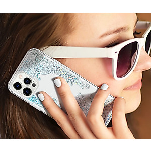 Coolwee Clear Glitter Compatible with iPhone 12 Pro Max Case Thin Flower Cute Crystal Lace Bling Women Girls Floral Plastic Hard Back Soft TPU Bumper Protective Cover Slim Fit Mandala Henna