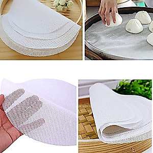 Inchant 5Pcs Kitchen Silicone Steamer Mesh Non-Stick Pad Round Shape Dumplings Mat Steamed Buns Baking Pastry Dim Sum Mesh（11" Diameter）