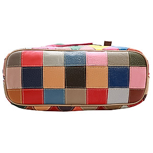 HESHE Genuine Leather Handbags Colorful Purses for Women Crossbody Bag Multi-color Tote Purse Designer Hobo Shoulder Bag(Colorful-2B4009)