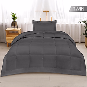 Utopia Bedding Twin Comforter Set Kids with 1 Pillow Sham, Bedding Comforter Sets, Down Alternative Grey Comforter, Soft and Comfortable, Machine Washable