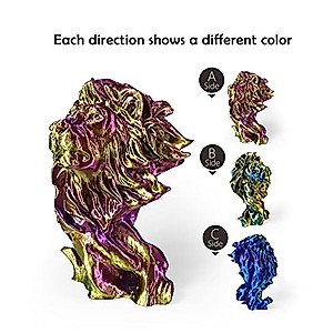 PLA 3D Printer Filament 3-in-1 Gradient Color Silk Metallic Luster 1.75mm Accuracy +/-0.01mm 1kg (2.2lb),Gold-Red-Black