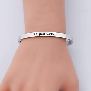LQRI The Princess Inspired Bracelet As You Wish Cuff Bangle Princess Inspired Quote Gift for Women (B-As you wish)