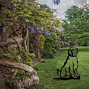 Adorable Dog Stake Decoration Yard Garden Outdoor Metal Art Dog Silhouette Decoration Steel Dogs Statue Adorable Ornament Gift (Golden Retriever)