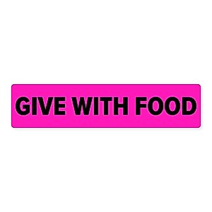 Give with Food Veterinary Labels/Stickers, 500 Labels/Roll, 0.375" x 1.625", Fluorescent Pink - Medicine Labels for Pharmacy, Prescription & Care Instructions, Pharmacy Stickers | LabelValue.com