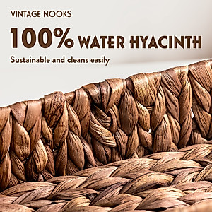 Toilet Paper Basket for Back of Toilet - Set of Two Small, Wicker, Hyacinth Bathroom Baskets for Toilet Paper and Towel Storage (Color: Medium Brown)