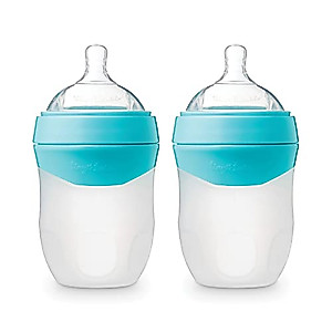 Tiny Twinkle Silicone Baby Bottle with Comfort Grip and Soft Flexible Nipple - Squeezably Soft Baby Bottles for Newborn and Up (Mint, 6 Ounce - 2 Pack)