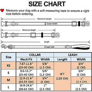 Mihqy Dog Collar and Leash Set with Bohemia Floral Tribal Geometric Patterns - Soft Ethnic Style Collar Adjustable for Small Medium Large Dogs(Pink Floral Set,S)
