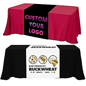Custom Table Runner with Business Logo, 13"x72" Personalized Table Runners Customized Text Photo for Party,Tradeshow Events,Wedding,Christmas Decor
