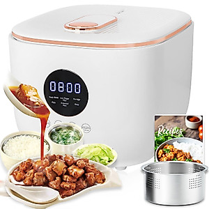 Generic Digital Rice Cooker,Low Sugar Rice Cooker Rice Cooker 6 Cup 3.15Qt Steamer, Soup Pot，Grain Cooker, Multicooker 24h Keep Warm & Timer,Easy To Clean, white