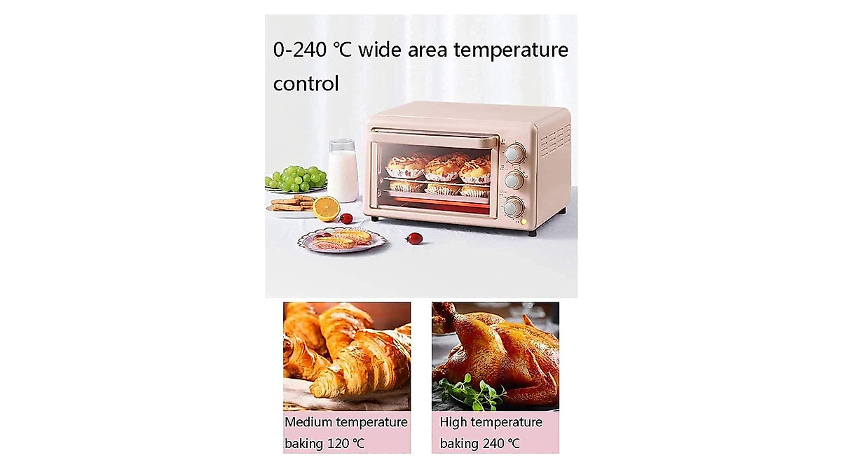 Compact Pink Electric Oven - 19L for Baking & Barbecue