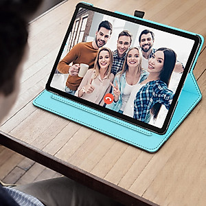 Fintie Case for Samsung Galaxy Tab S10 Plus/ S9 Plus/ S8 Plus/ S7 FE/ S7 Plus 12.4 Inch, Multi-Angle Viewing Protective Cover with Pocket, Auto Sleep/Wake, Turquoise