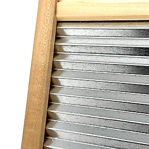 Lehman's Galvanized Steel Manual Washboard, Rub-A-Dub, Wavy, V Crimp, for Function, Decor, or Music, Small 18 in x 8.5 inches
