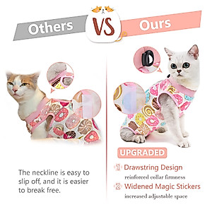 HACRAHO Cat Recovery Suit, 1 Pack Donut Pattern Cotton Cat Wound Surgery Recovery Suit Soft After Recovery Surgery for Small Cats and Dogs, M