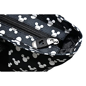 Disney Tote Mickey & Minnie Mouse Icon Print Zipper Travel Bag (Black Polka)