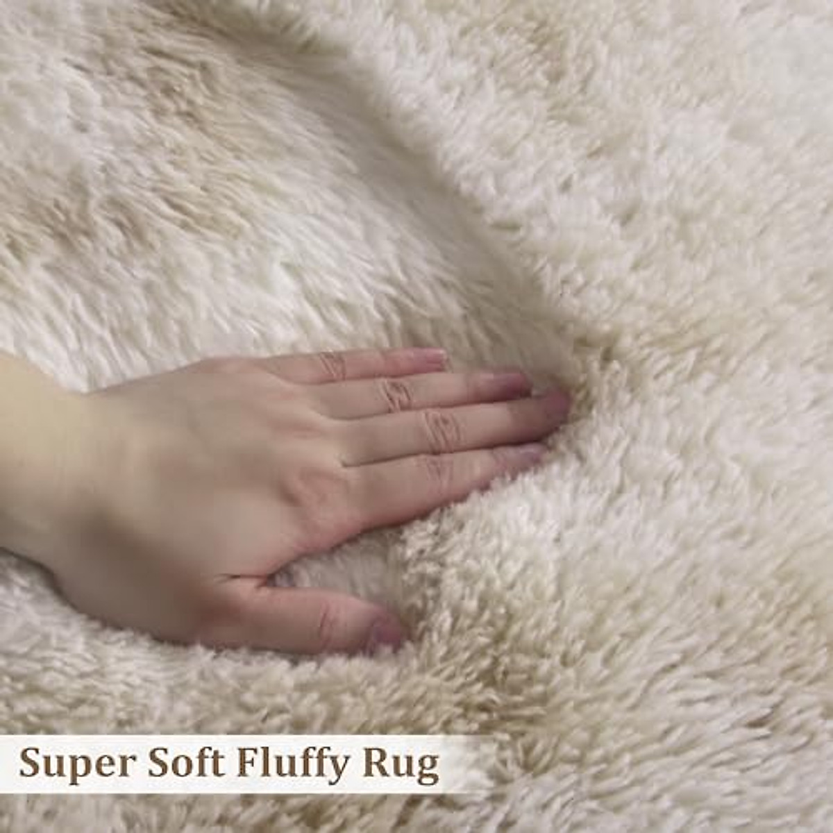 IMINROME Fluffy Rugs 8x10 Furry Area Rug for Living Room, Fuzzy Shag Fur Rug for Nursery Room Non-Skid Plush Throw Rug Shaggy Decorative Accent Rug for Indoor Home Floor Carpet, Beige Taupe