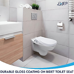 JEP Dual Nozzle Manual Bidet Toilet Seat for Elongated Toilets with Soft Close Seat and Cover | Bidet Seat for Rear & Feminine Cleaning, Easy to Install, Convenient, and Power Free (Elongated Toilet)