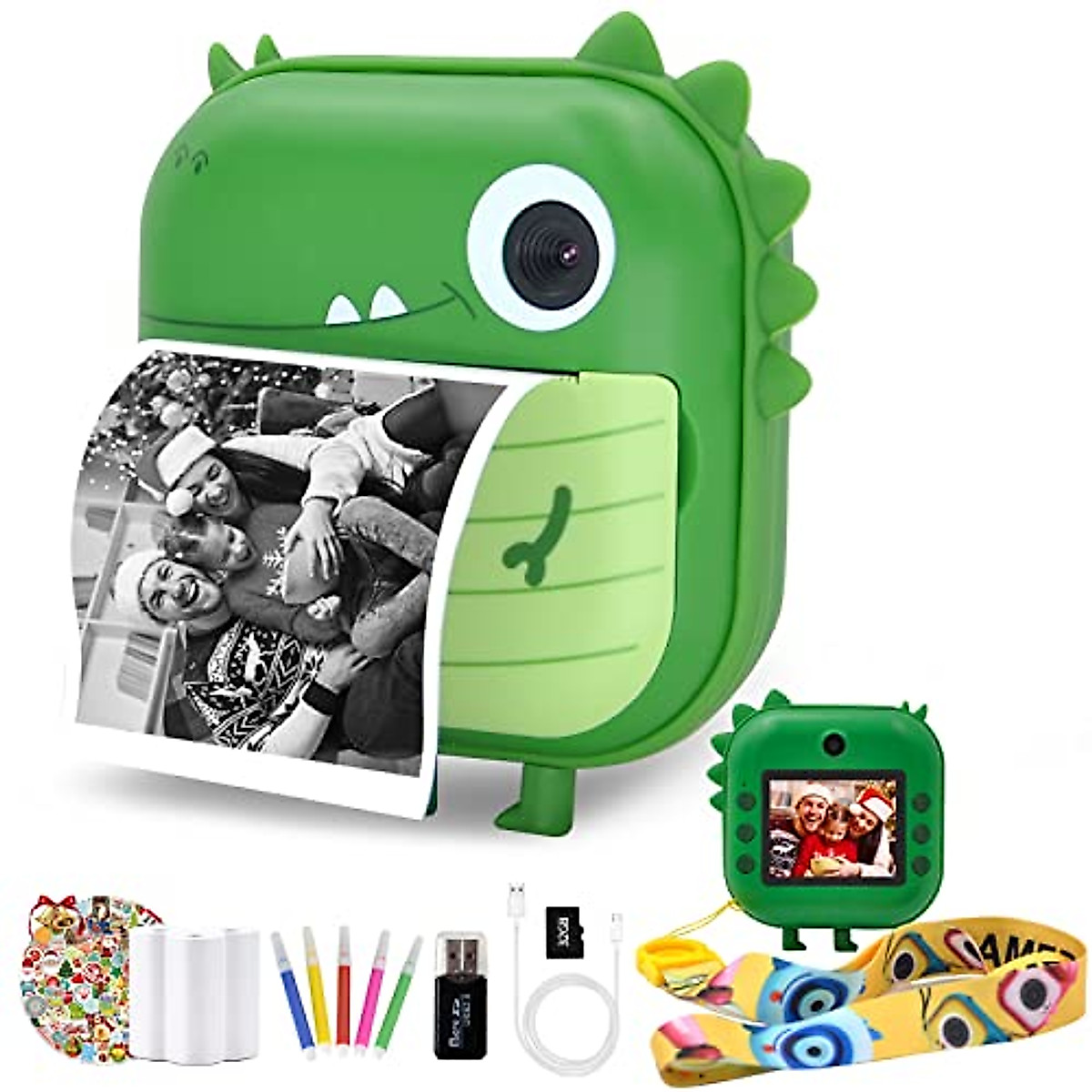 Instant Print Camera for Kids, Zero Ink Kids Camera with Print Paper,Selfie Video Digital Camera with HD 1080P 2.4 Inch Color Screen,3-14 Years Old Children Toy Learning Camera for Birthday, Christmas
