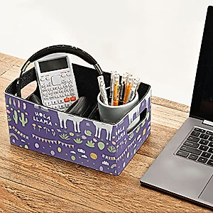 Llamas Cactus Flowers Storage Basket Felt Storage Bin Collapsible Shelves Basket Toy Storage Box Organizer for Kids Bedroom Magazine