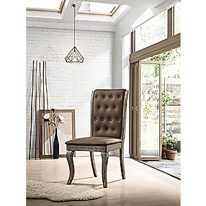 Liveasy Furniture Dining Table Set for 6 with Chairs, Dining Room Table Set with Tufted Dining Chairs, Kitchen Table Set for 6