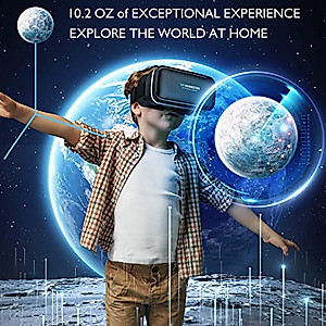 VR SHINECON VR Headset Glasses[Blu-ray] High-end Version of The Removable 3D Virtual Reality Helmet 4.7-6.8 inches for TV, Phone Movies,Education& Video Games Compatible iOS, Android