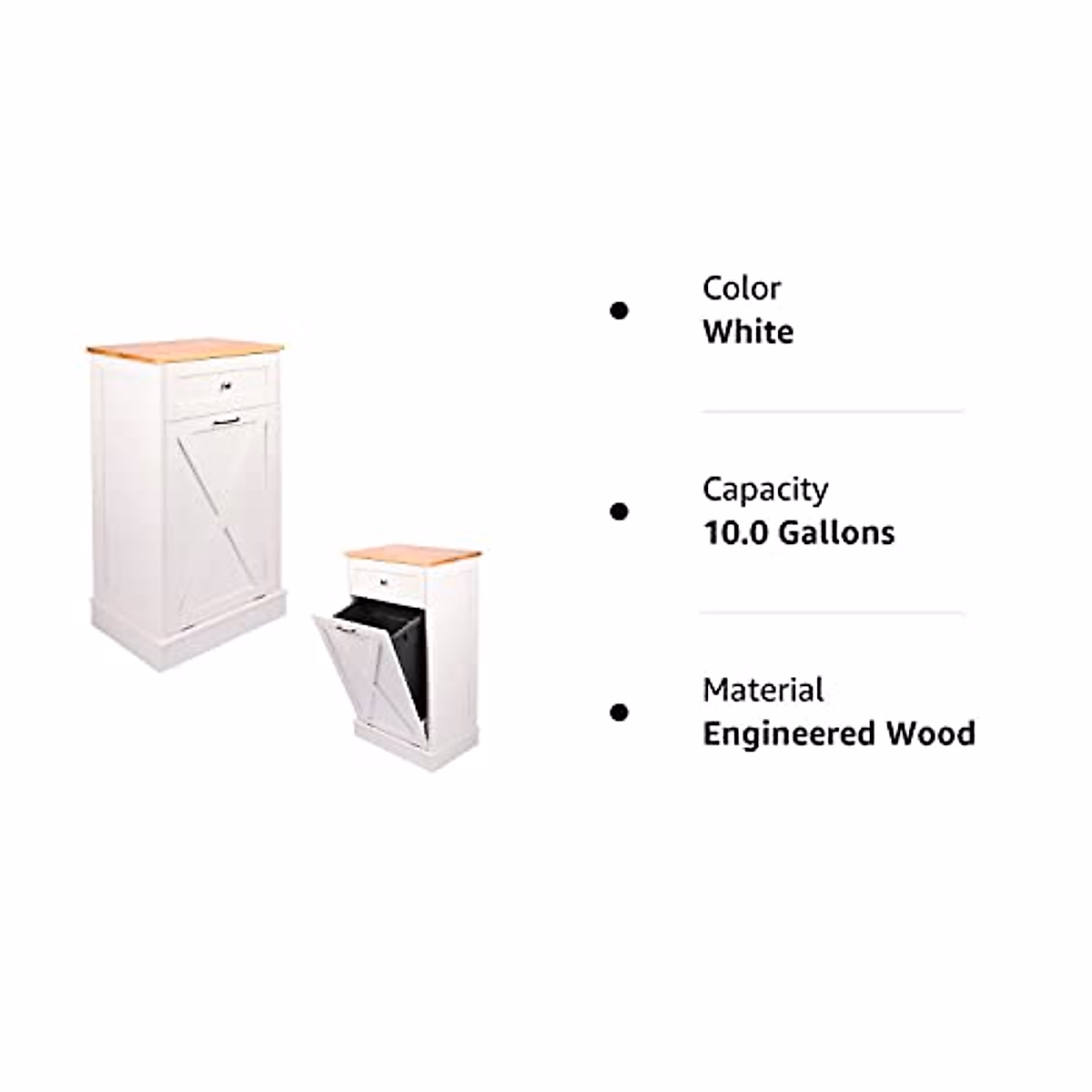 TOLEAD Tilt Out Trash Cabinet Free Standing 10 Gallon Recycling Trash Can Cabinet with Barn Door for Farmhouse Kitchen,Living Room, Dining Room, White