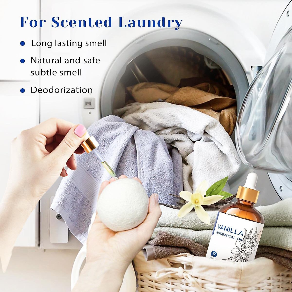 HIQILI Vanilla Essential Oil, Undiluted Natural Strong Fragrance Add in Skin Perfume, Unscented Lotion, Candle Soap Making Scent, Relax at Home with Diffuse Warm Sweet Aroma-100ML