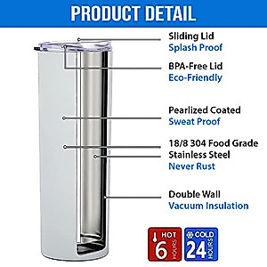 Hyturtle Personalized Picture Dog Dad 20oz Tumbler with Lid Gifts for Dog Lovers, Funny Father's Day Cup Gift For Men, Best Gift Ideas for Fur Dad Custom Name Stainless Steel Travel Skinny Cup