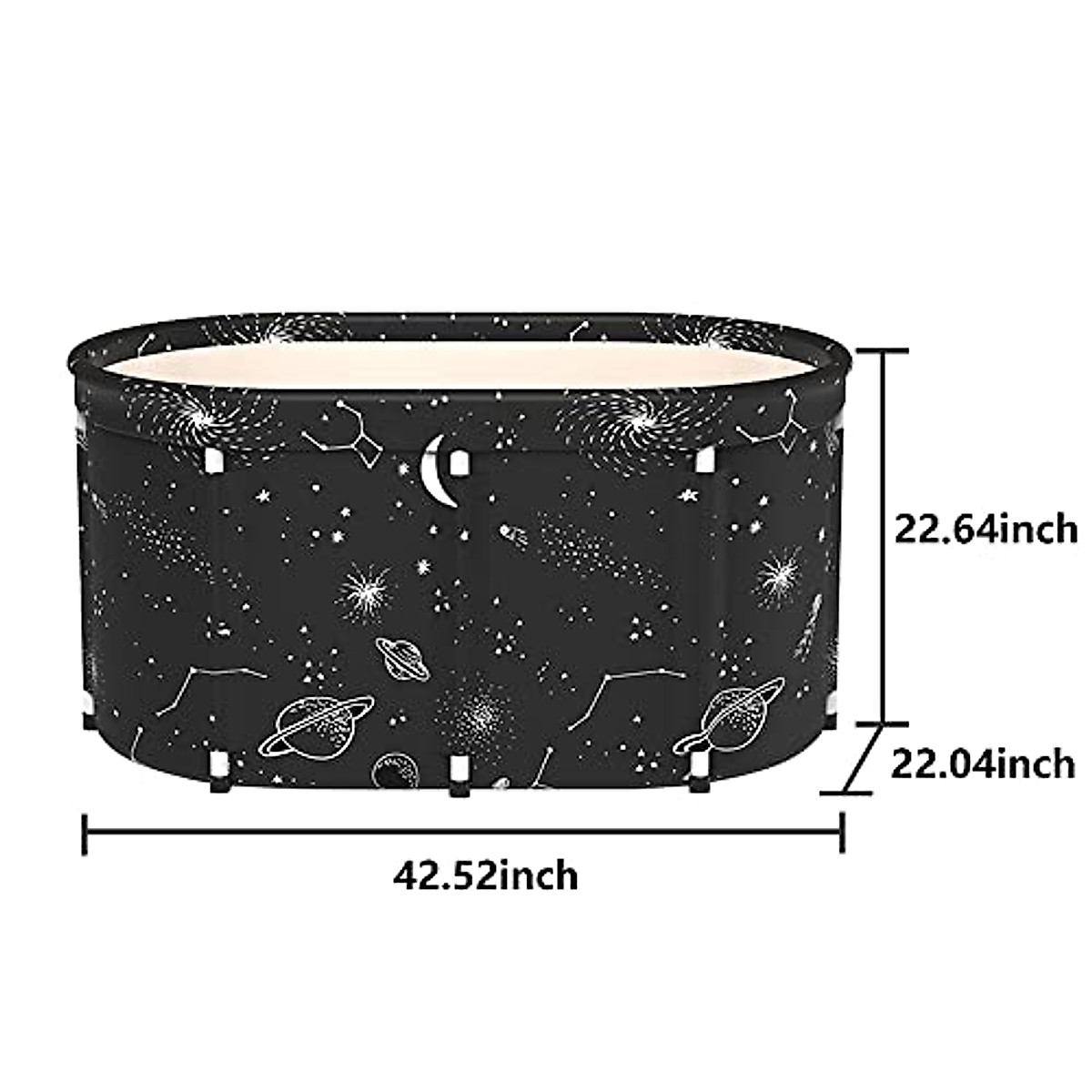 KELIXU Portable Bathtub Foldable Soaking Bath Tub Thickening to Keep Temperature, Freestanding Bathtub for Adults, Home Bathroom Spa Hot Ice Bath Easy to Install, 43"x 25"x 20", Black