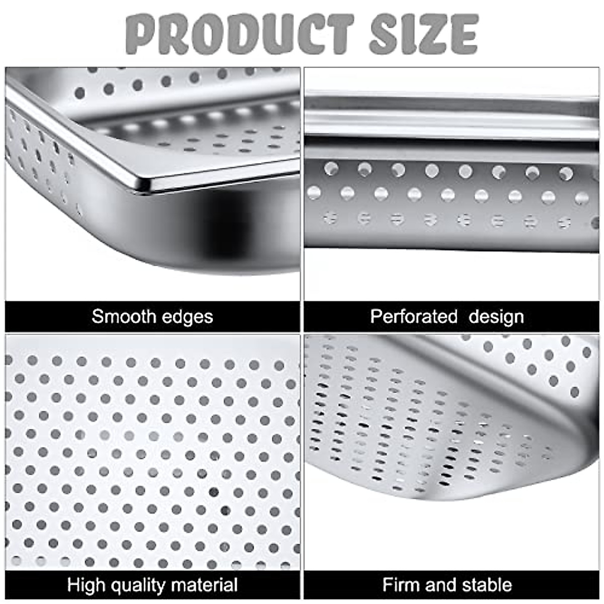 2 Pack Deep Perforated Steam Pan Stainless Steel Half Size Perforated Steam Table Food Pan Restaurant Supplies for Kitchen (12.8'' x 2.56'' x 10.43'')