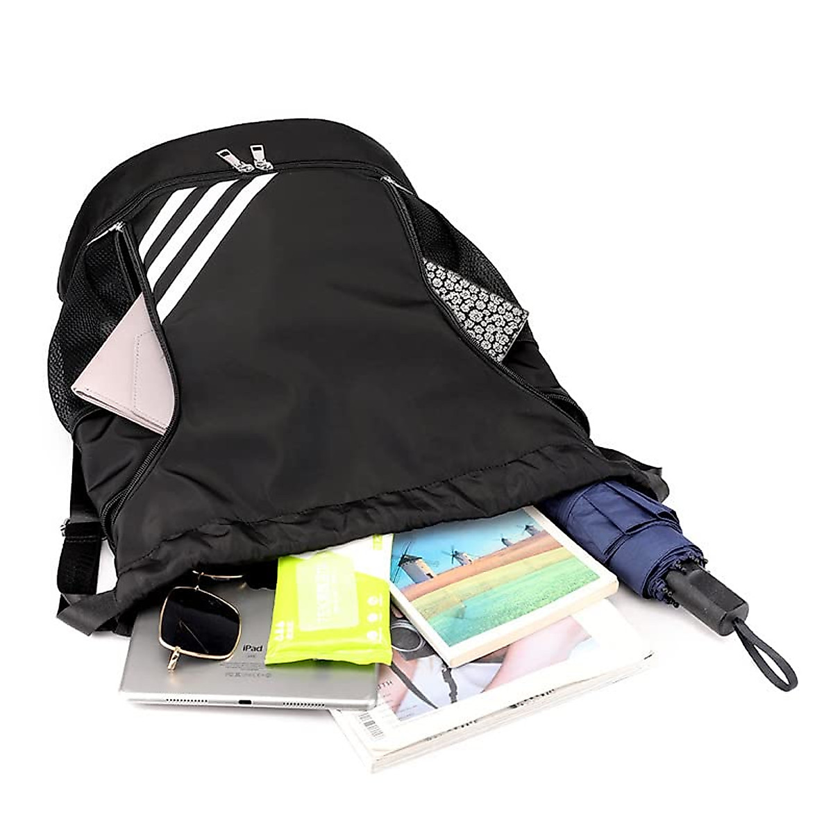 Votachin Sports Backpack Large Capacity Fitness Backpack Drawstring Basketball Bag Waterproof Fashionable Backpack Sport Bag Unisex(Orange)