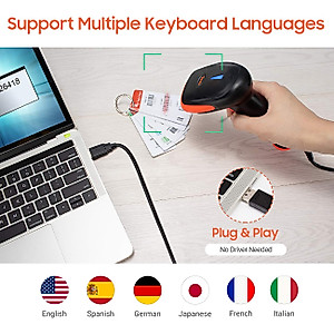 Tera 1D Wired CCD Barcode Scanner: No Laser - Eye Safe, CCD Screen Scan Handheld Bar Code Reader USB Linear Bar Code Scanner Fast and Precise Scan Plug and Play for Payment Pos Model 1500C