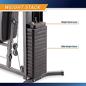 Marcy 150lb. Stack Home Gym with Pulley, Arm, and Leg Developer Multifunctional Workout Station for Weightlifting and Bodybuilding – 300 lbs Capacity MWM-4965, Black