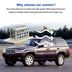 HVAC Blower Motor Resistor Replacement for 1997 1998 1999 2000 2001 Jeep Cherokee & TJ & 1997-2006 Jeep Wrangler Replaces # 4864957 RU-353 RU1046 3A1101 CR158