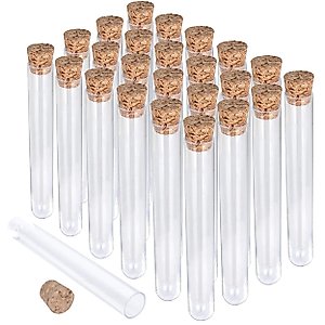 25PCS Plastic Test Tubes with Lids – 10ml Clear Plastic Tubes with Cork Stoppers 16x100mm Small Clear Plastic Tube Containers for Solids & Liquids Storage Test Tubes for Plant Propagation