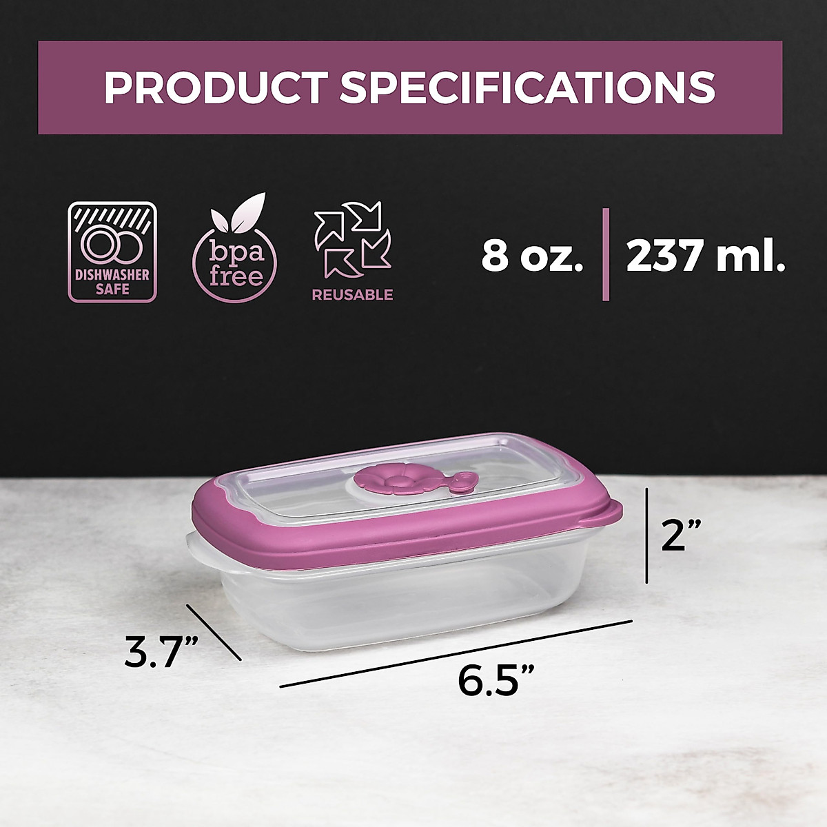 Tribello Small 8 OZ Microwave Food Storage Containers With Lids, Plastic Storage/On The Go Container, With Airtight Steam Vent Lids, Freezer/Dishwasher Safe, BPA Free, 1 Cup - 2 Pack