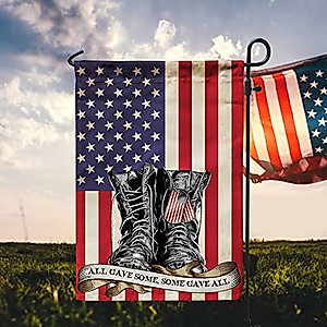 Artsy Woodsy 4th of July Independence Day Decorations God Bless America US Veteran American Soldier Fallen Hero Patriotic Military Burlap Garden Flag 12.5x18" Double-sided All-weather Yard Outdoor (01 (12x18"))