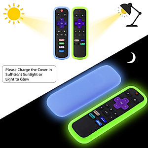 (3Pack) ONEBOM Cover for Roku Remote, Cover for Hisense/TCL Roku TV Steaming Stick/Express Universal Replacement Controller Silicone Sleeve Skin Glow in The Dark(Only Green&Blue Can Glow