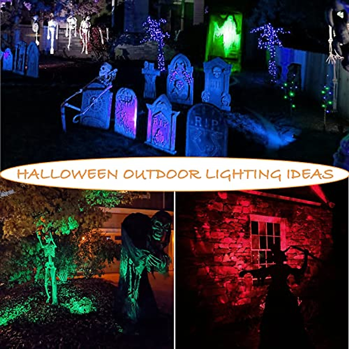 APONUO Solar Spot Lights Outdoor Color Changing, 2 Colors Modes Solar Landscape Lighting RGB Spotlights Waterproof 6-in-1 Wall Lamp for Patio, Pathway, Yard, Garden, Holiday Decoration (Multi-Color)